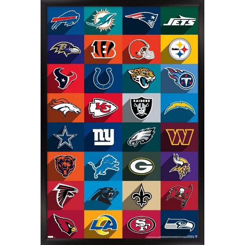 Trends International Nfl League - Logos 24 Framed Wall Poster Prints ...