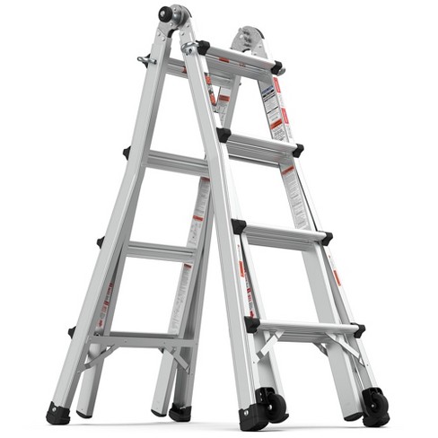 17ft Multi Position Ladder With Wheels,aluminum 2 In 1 Step Ladder ...