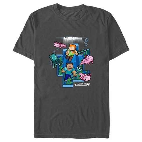 Men's Minecraft Under The Sea T-shirt - Charcoal - Medium : Target