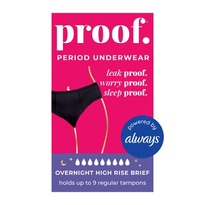Proof Underwear Overnight High Rise Briefs - Black : Target