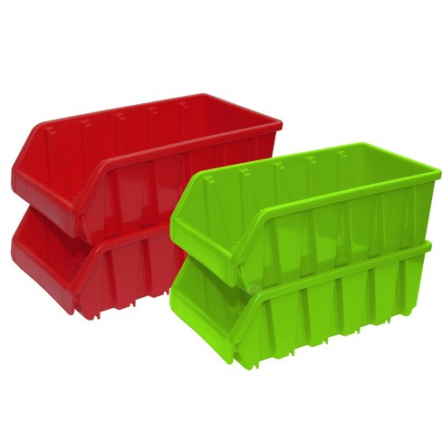 Basicwise Set Of 4 Plastic Storage Stacking Bins : Target