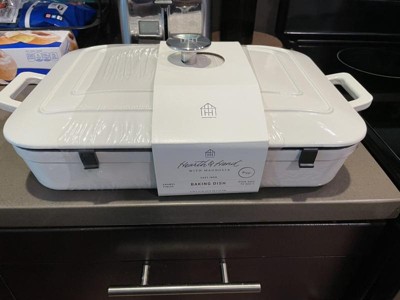 Enamel Coated Casserole/bakeware Dish With Lid Cream - Hearth & Hand ...