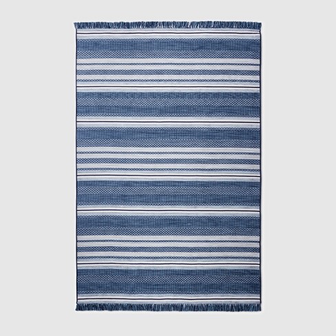 7' X 10' Global Stripe Outdoor Rug Blue - Threshold™ : Target