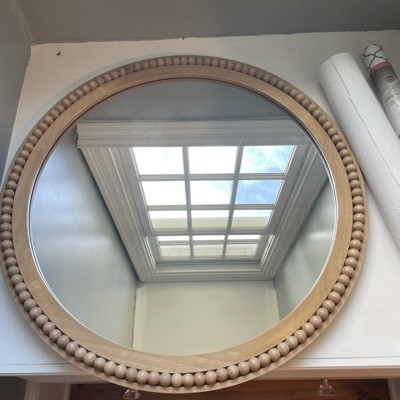 28" Dia Round Wooden Beaded Wall Mirror Natural - Threshold™ : Target