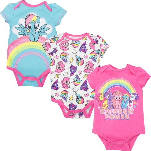 My Little Pony Infant Baby Girls 3 Pack Short Sleeve Bodysuits Rainbow ...