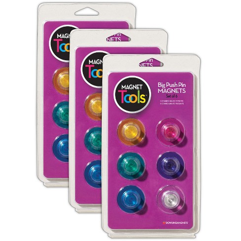 Dowling Magnets® Magnet Tools Big Push Pin Magnets, 6 Per Pack, 3 Packs ...