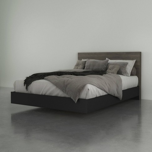 Queen Apollo Bed With Headboard Bark Gray/black - Nexera: Modern ...