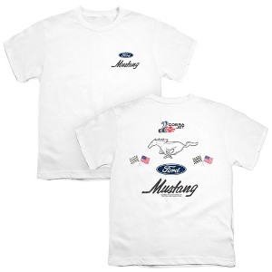 Boys' Ford Mustang Logo Stack Front Back T-Shirt, White, Small : Target