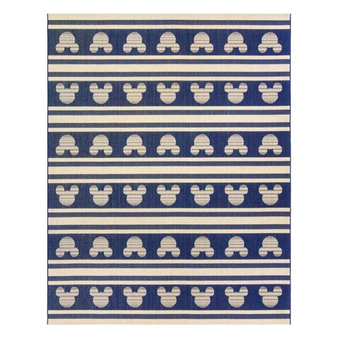 Mickey Mouse 8' X 10' Stripes Outdoor Rug Navy/sand: Disney Loomed ...