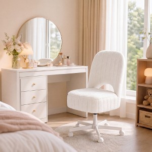 Garvee Large Vanity Stool Chair with Storage and Folding Back, Height ...