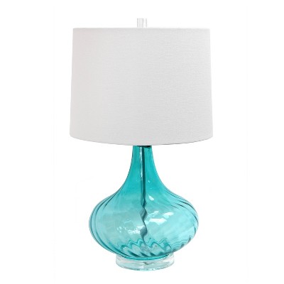 Glass Table Lamp With Fabric Shade Blue - Elegant Designs: No Assembly ...