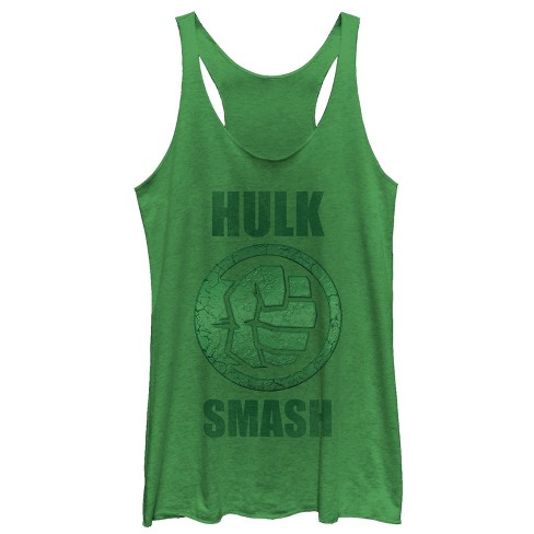 Women's Marvel Hulk Smash Racerback Tank Top - Envy Green - Large : Target
