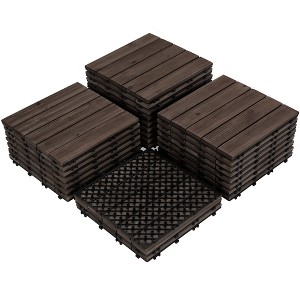 Yaheetech Pack of 27 Fir Wood Flooring Tiles For Patio Garden, Black ...