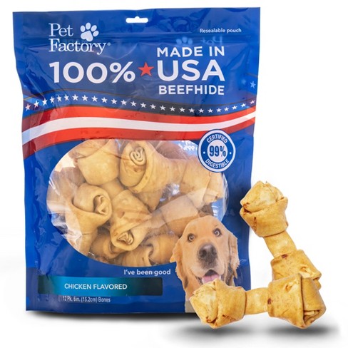 Pet Factory Made In Usa Beefhide Bones Chicken Flavored - 6", 12 Count ...