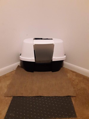 Iris Usa Large Hooded Corner Cat Litter Box With Scoop, Blue : Target