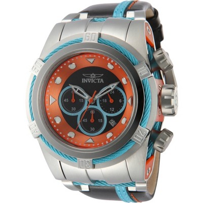 Invicta 43785 Men's Bolt Zeus Black And Orange Dial Strap Watch : Target