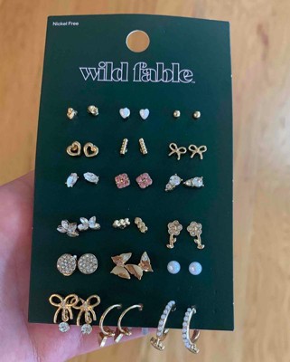 Heart Butterfly And Flower Stud Hoop Earring Set 18pc - Wild Fable ...