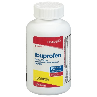 Leader Ibuprofen 200 mg Coated Tablets for Temporary Pain and Fever ...