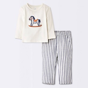 Baby Boys' Rocking Horse Long Sleeve and Striped Pants Set - Cloud ...