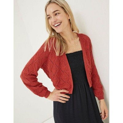 Anna Pointelle Cardigan : Anna Pointelle Cardigan Rust Red18 : Target