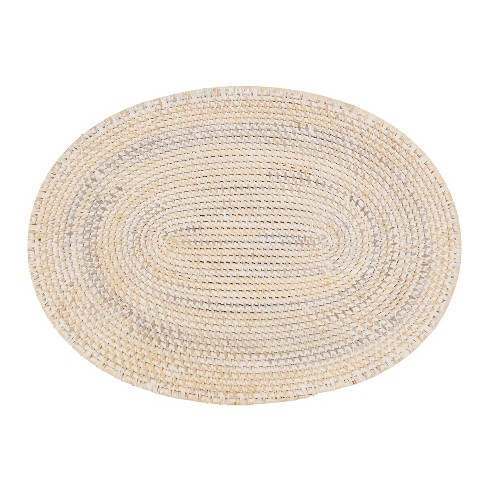 Saro Lifestyle Woven Rattan Table Mats (set Of 4), White, 14"x19 ...