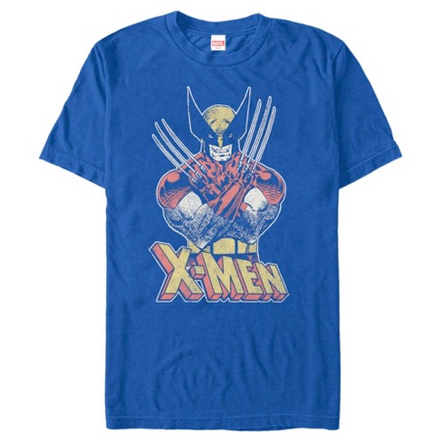 Men's Marvel Distressed Retro Wolverine T-shirt - Royal Blue - 3x Large ...