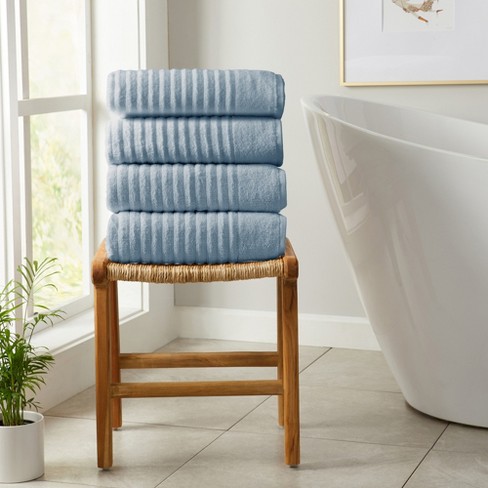 Combed Cotton Ribbed Texture Towel Set - Great Bay Home (4 Pack Bath ...