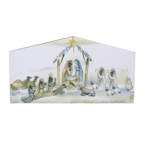 Ganz 6.5 Inch Nativity Scene On Wood Three Kings Mary Jesus Joseph ...