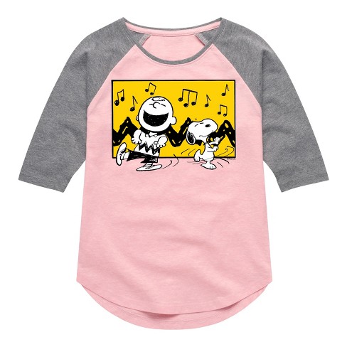 Girls' Peanuts Charlie And Snoopy Dance Time - Light Pink/ath Hea ...