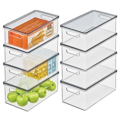 Mdesign Plastic Storage Bin Box Container, Lid And Handles, 8 Pack : Target