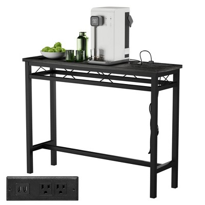 Vecelo Narrow Console Table With Charging Station & Power Outlet, 31.5 ...