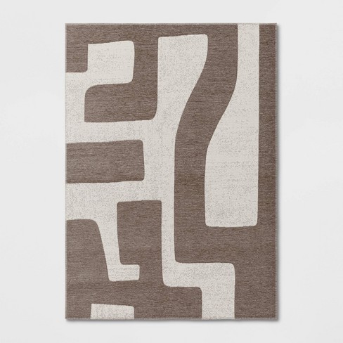 5'3"x7' Modern Geo Rectangular Woven Indoor Outdoor Area Rug Taupe ...
