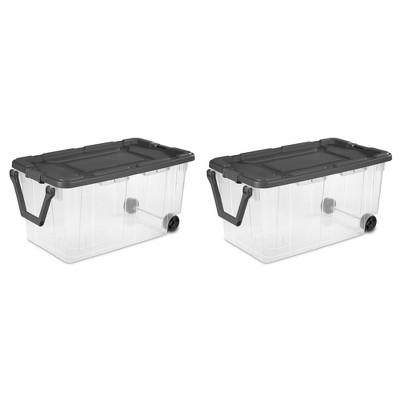 Sterilite Wheeled Footlocker, Heavy Duty Plastic Lockable Utility Chest ...