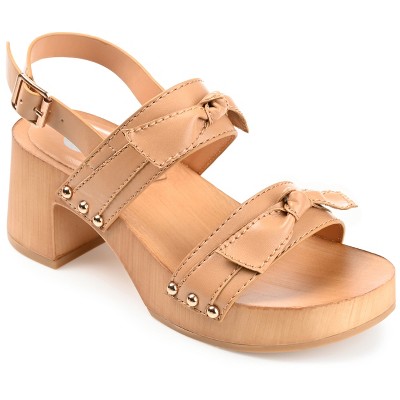 Journee Collection Womens Tia Double Bow Accent Clog Sandals Tan 6 : Target