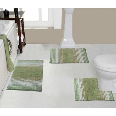 Set Of 3 Gradiation Rug Collection Sage Cotton Tufted Bath Rug Set ...
