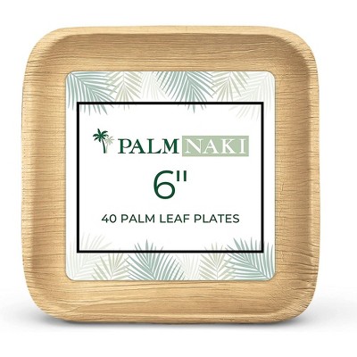 Palm Naki Small Square Palm Leaf Plates (40 Count) - Eco-Friendly ...