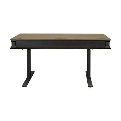 Kingston Traditional Wood Electronic Sit/Stand Desk Dark Brown - Martin ...