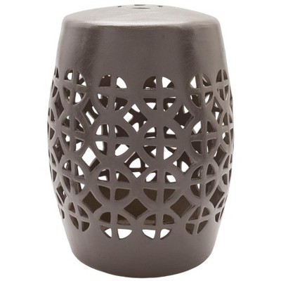Outsunny 13" X 18" Ceramic Garden Stool With Knotted Ring Design ...