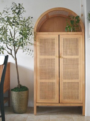 Woven Arched Wood Cabinet Light Brown - Threshold™ : Target