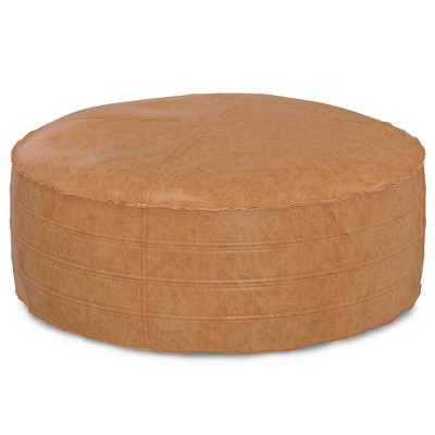 32" Wendal Round Coffee Table Pouf Distressed Brown - WyndenHall ...