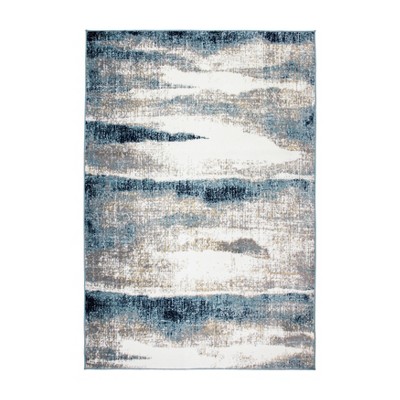 World Rug Gallery Contemporary Abstract Waves Area Rug - Blue 3'3" X 5 ...