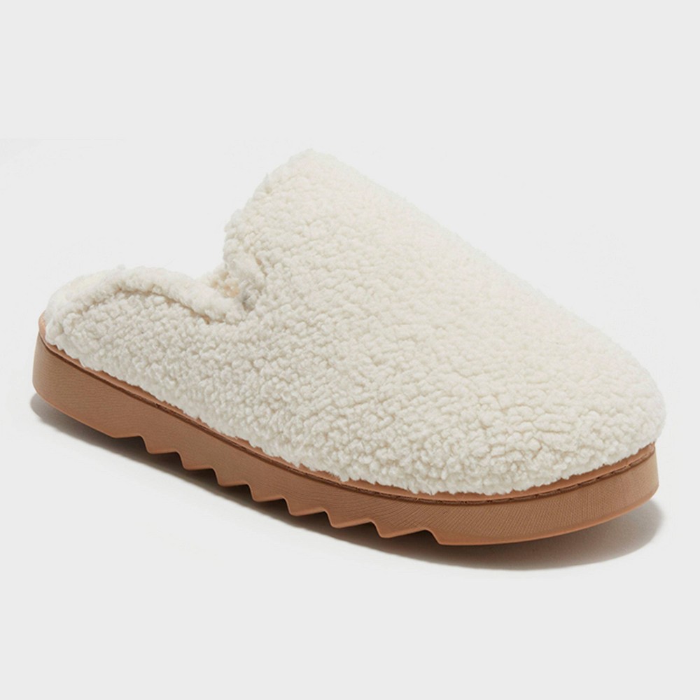 dluxe by dearfoams Women's Saffron Teddy Scuff Slippers - Cream XL