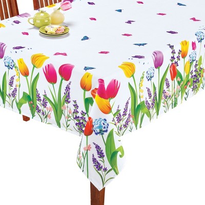 Collections Etc Spring Tulip Garden Printed Tablecloth : Target
