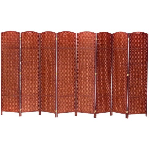 8 Panels Diamond Weave Bamboo Fiber Privacy Partition Screen Honey ...