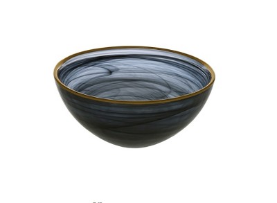 Classic Touch Black Alabaster Bowl With Gold Rim - 6.25"d : Target