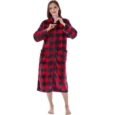 Pavilia Womens Housecoat Zip Robe, Fleece Zipped Up Front Bathrobe ...