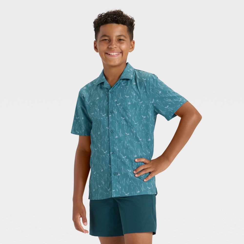 UPC 199268189203 - Boys' Short Sleeve Woven Shirt - All In Motion™ Teal ...
