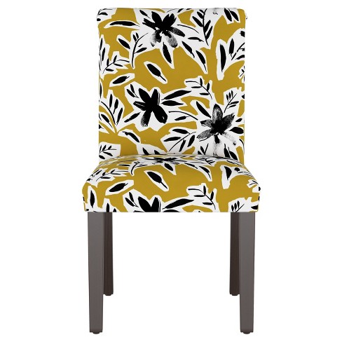 Skyline Furniture Hendrix Dining Chair With Botanical Print Cari Floral Ochre: Cotton Upholstery ...