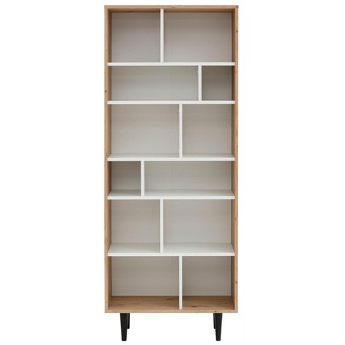 Ren Home Rakel Asymmetrical Bookcase, Oak And White : Target