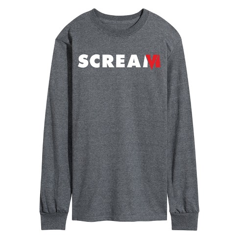 Men's Scream Red And White Logo Long Sleeve Graphic T-shirt - Heather ...